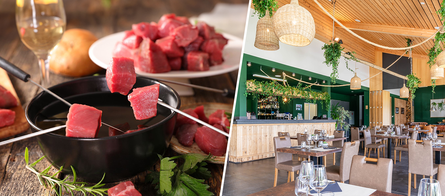 Menu Fondue à la viande avec entrée, dessert et Kir de bienvenue dès 2 ...