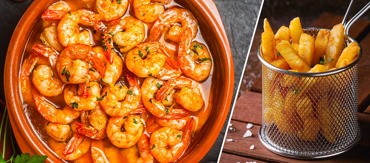 Menu gambas avec salade et dessert du chef dès 2 personnes - Realdeals.ch