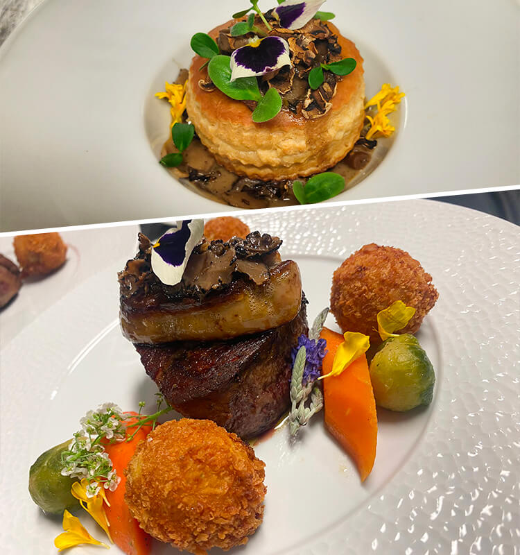 Menu Filet de boeuf façon Rossini avec entrée et dessert dès 2 ...