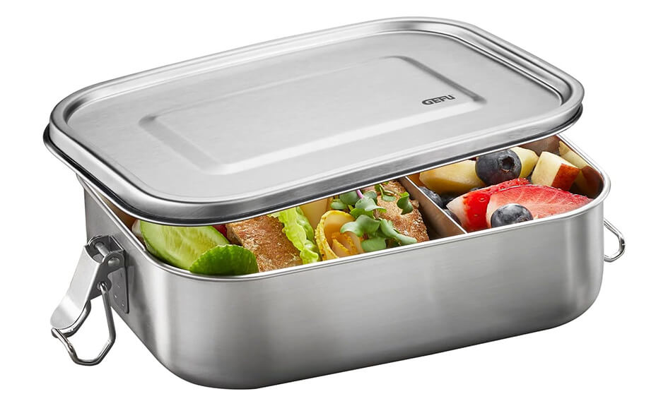 Lunch box en acier inox avec 3 couverts Gefu - Realdeals.ch