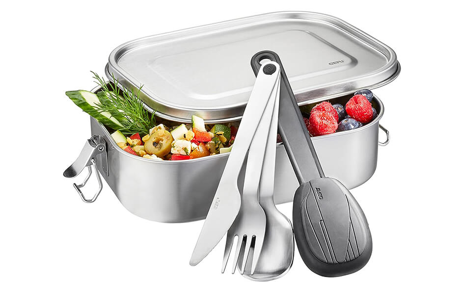 Lunch box en acier inox avec 3 couverts Gefu - Realdeals.ch